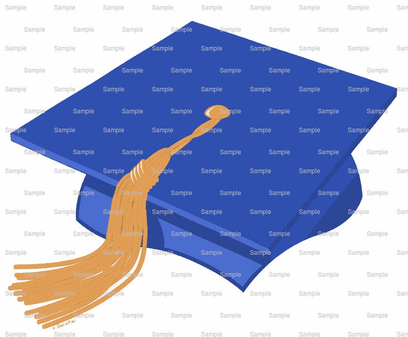 Blue Graduation Cap Edible 2D Fondant Birthday Cake/Cupcake | Etsy