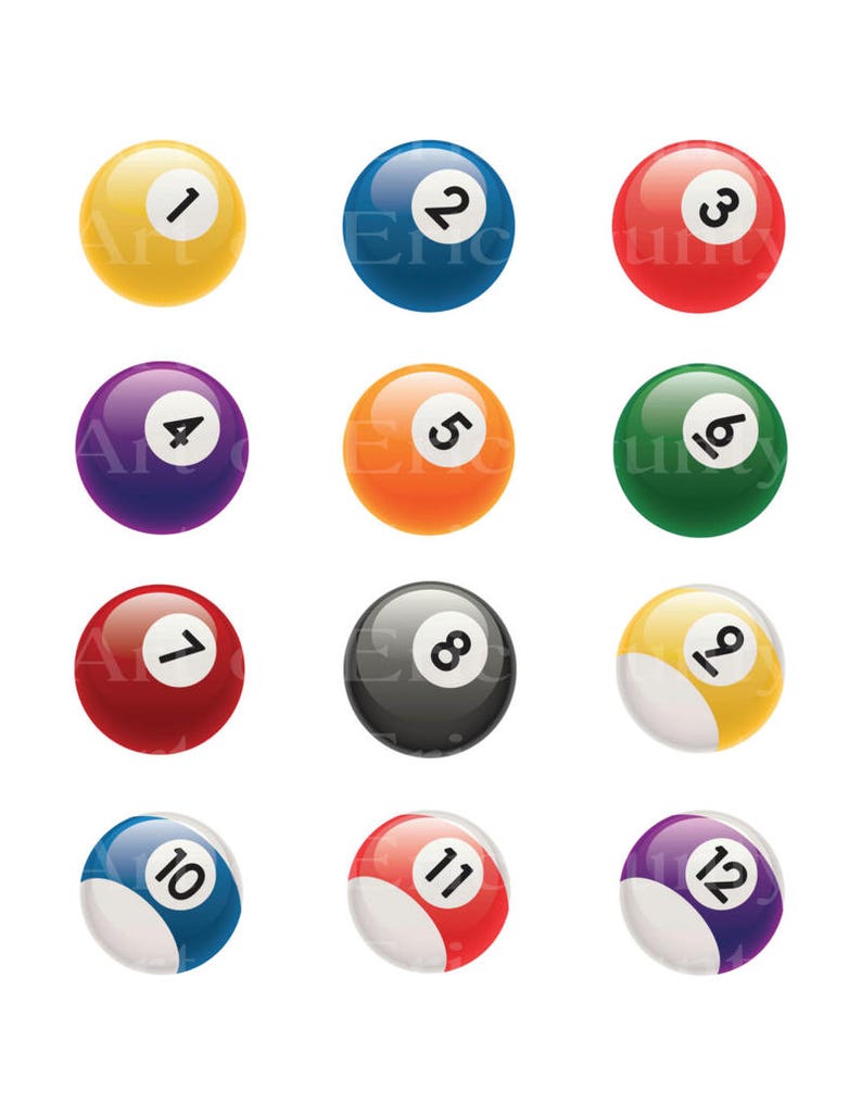 Pool Balls 1 Through 12 Edible 2D Fondant Birthday - Etsy