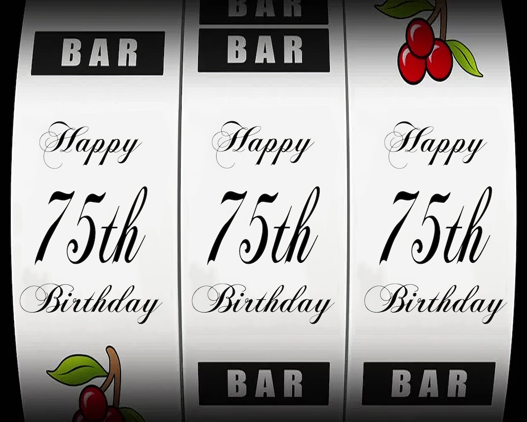75th Birthday Casino Slot Machine ~ Edible 2D Fondant Birthday Cake ...
