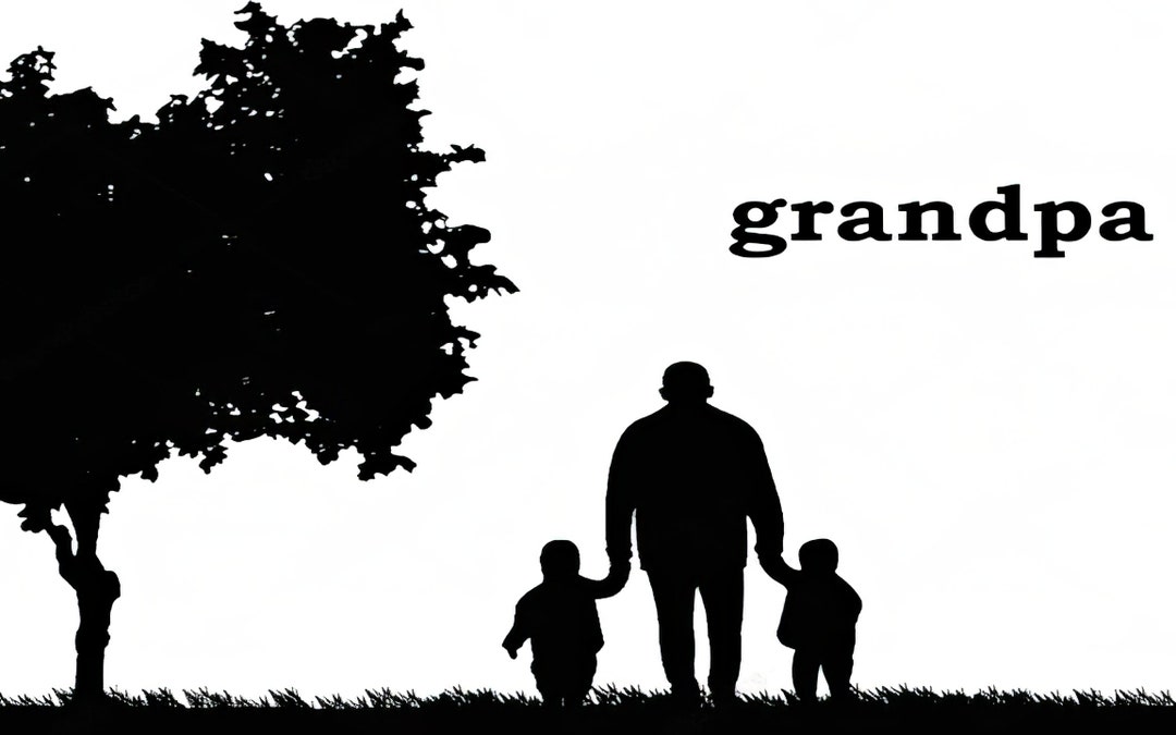 Grandpa Silhouette Background - 2D Edible Cake/cupcake Topper for ...