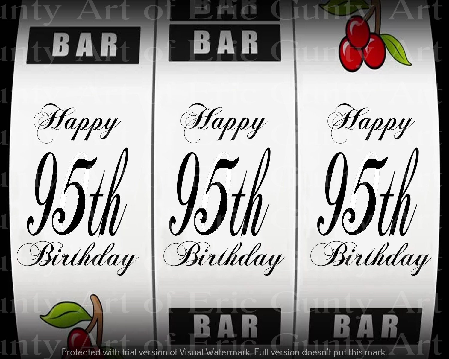 Happy 95th Birthday Casino Slot Machine ~ Edible 2D Fondant Birthday ...