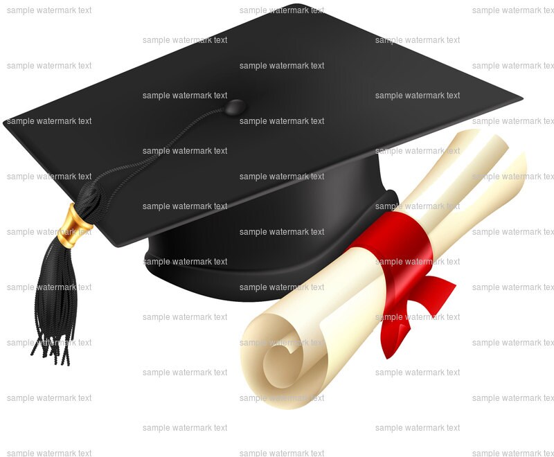 Graduation Cap & Diploma ~ Edible 2D Fondant Birthday Cake/Cupcake ...