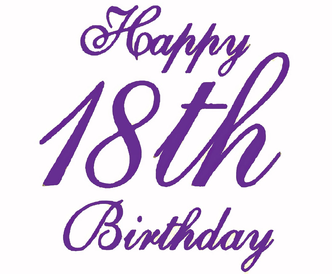 Purple Happy 18th Birthday ~ Edible 2D Fondant Birthday Cake/cupcake ...