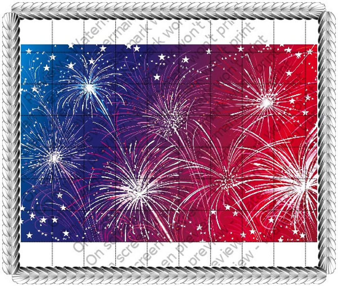 Fireworks 4th of July Cake Background Edible 2D Fondant - Etsy