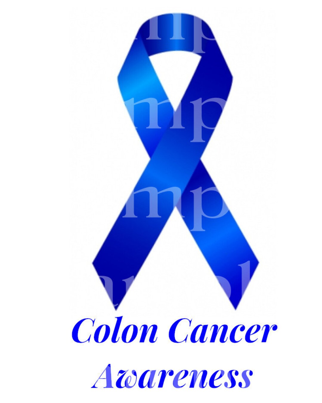 Blue Colon Cancer Awareness Ribbon Edible 2D Fondant - Etsy