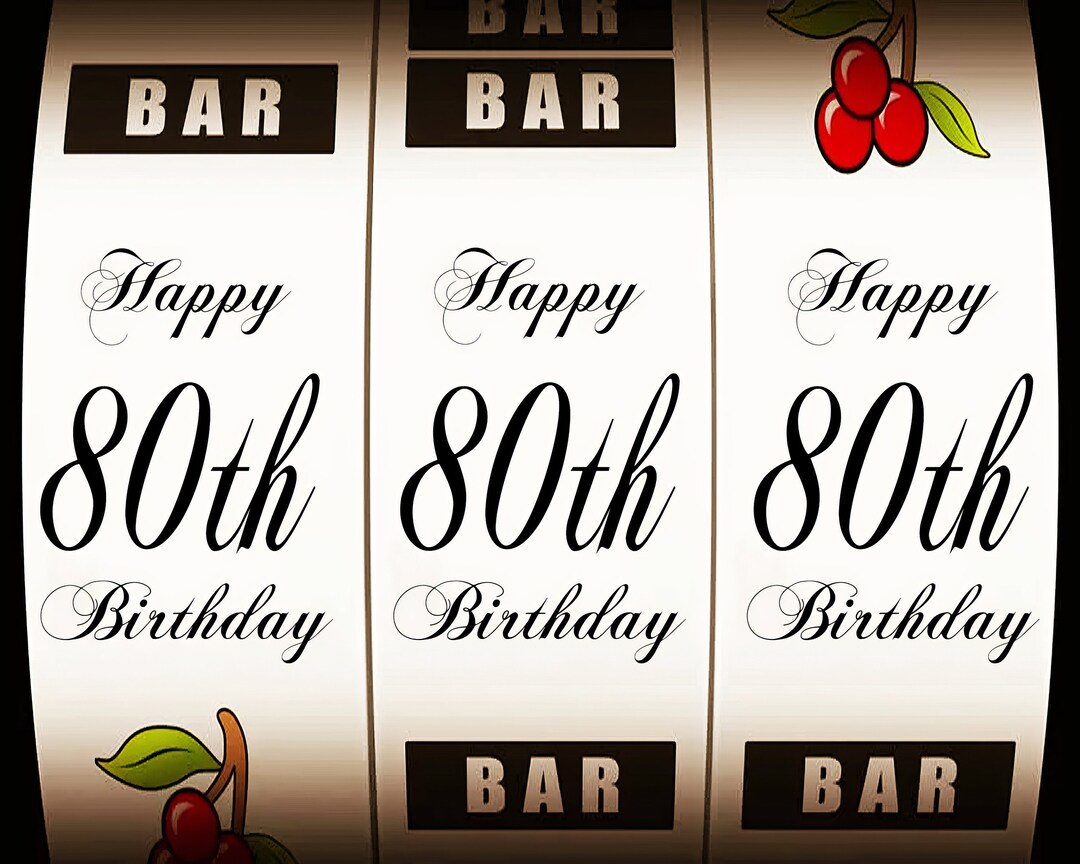 80th Birthday Casino Slot Machine ~ Edible 2D Fondant Birthday Cake ...