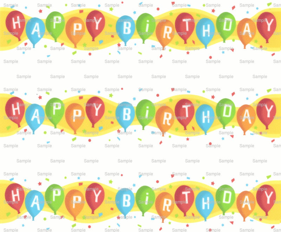 Happy Birthday Background Side Strips Edible 2D Fondant - Etsy