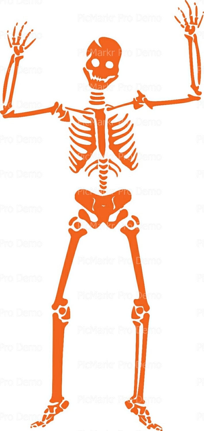 Orange Skeleton Halloween ~ Edible 2D Fondant Birthday Cake/Cupcake ...