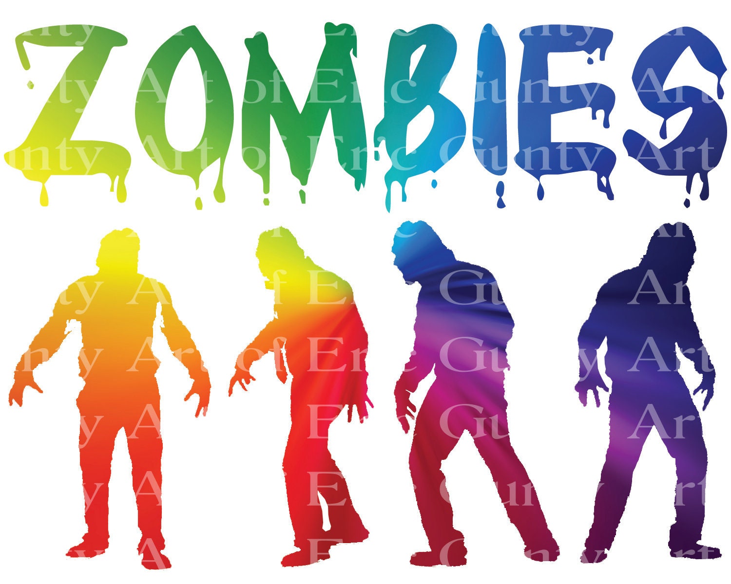 Halloween Rainbow Zombies Birthday ~ Edible 2D Fondant Birthday Cake ...