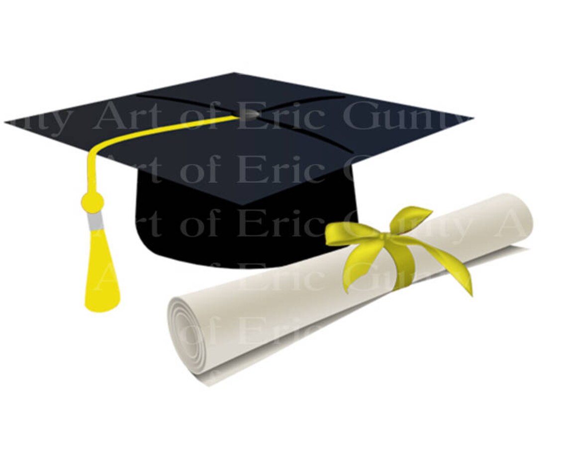 Yellow Graduation Cap & Diploma Edible 2D Fondant Birthday - Etsy