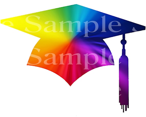 Rainbow Graduation Cap Birthday Edible 2D Fondant Birthday | Etsy