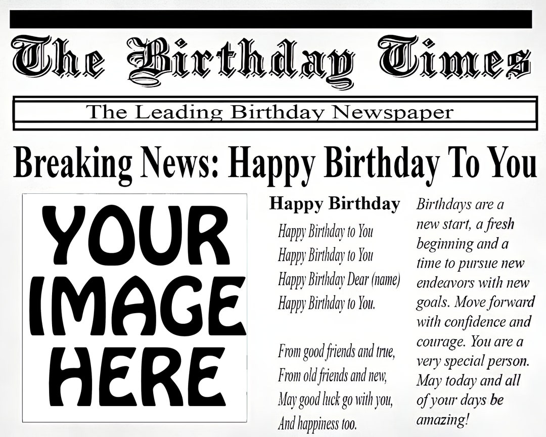 Newspaper Happy Birthday - Edible 2D Fondant Cake & Cupcake Topper for ...