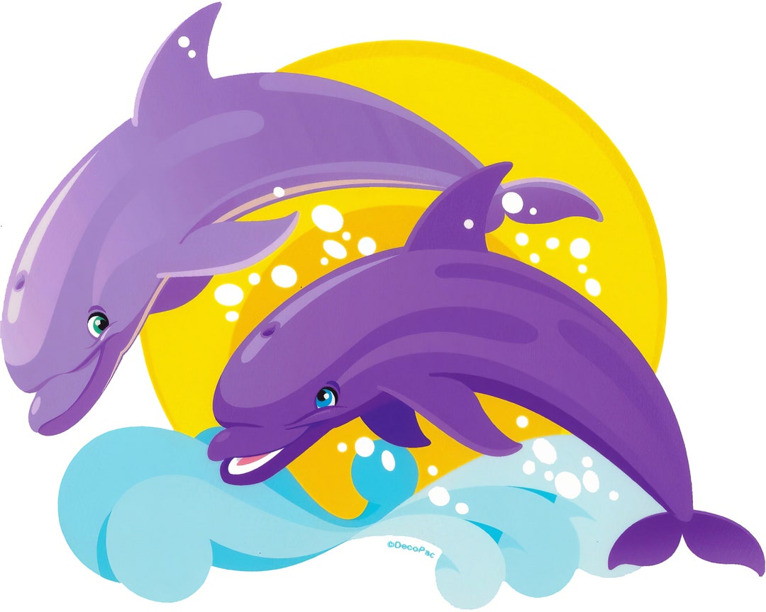 Cartoon Dolphins Edible 2D Fondant Birthday Cake/cupcake Topper D808 ...