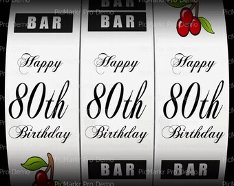80th Birthday Las Vegas Casino Slot Machine Edible 2D | Etsy