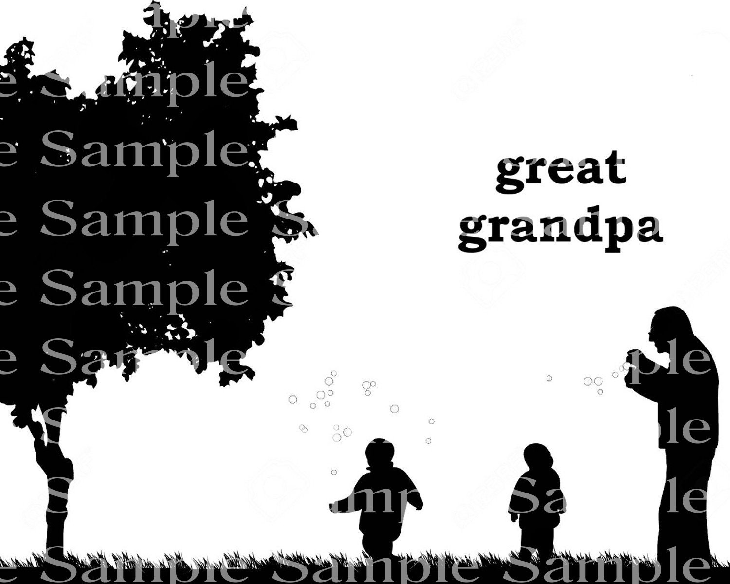 Great Grandpa Silhouette Background - 2D Edible Cake/Cupcake Topper For ...