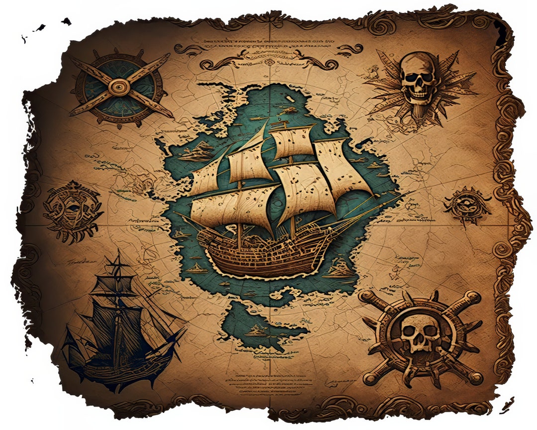 Pirate Map Treasure Birthday ~ Edible 2D Fondant Birthday Cake/cupcake ...