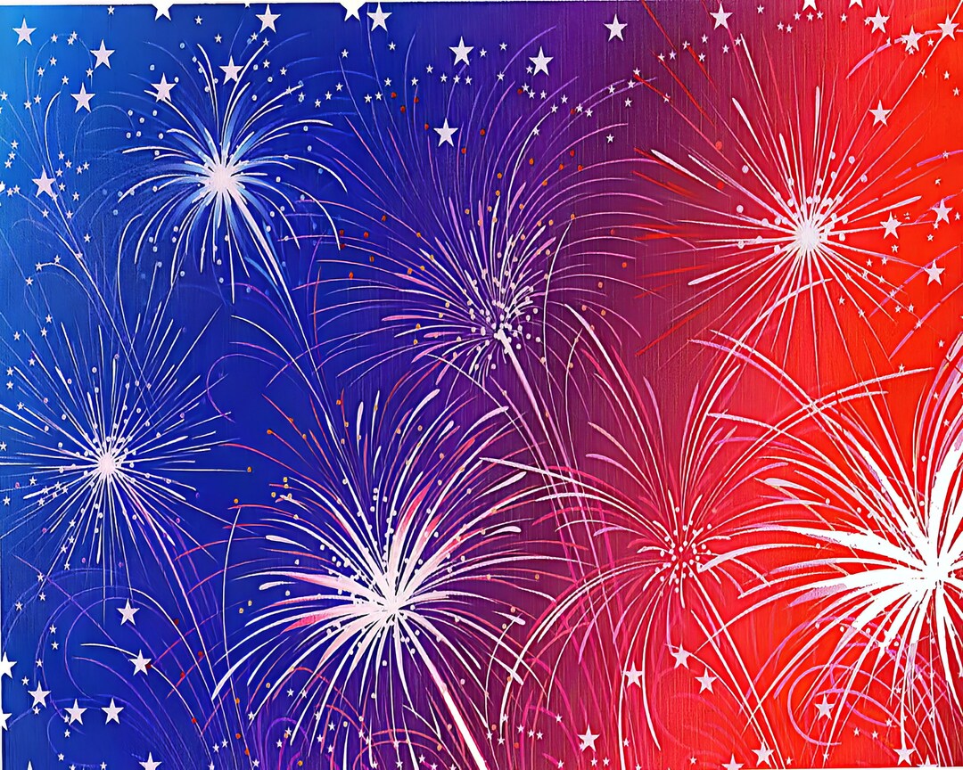 Fireworks 4th of July Cake Background ~ Edible 2D Fondant Birthday Cake ...