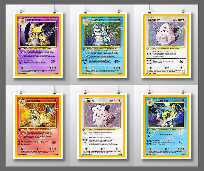 Pokemon RARE Base Set 1 Cards A4 or A5 PRINT CHOOSE 1 - Etsy