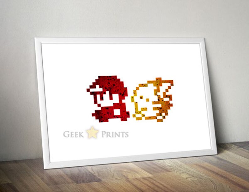 Red and Electric Mouse Monster 8-bit Print - Etsy