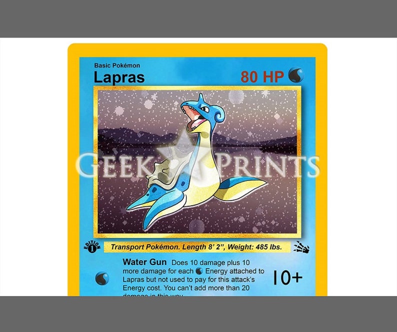 Pokemon Fossil Set lapras Card A4 or A5 PRINT - Etsy