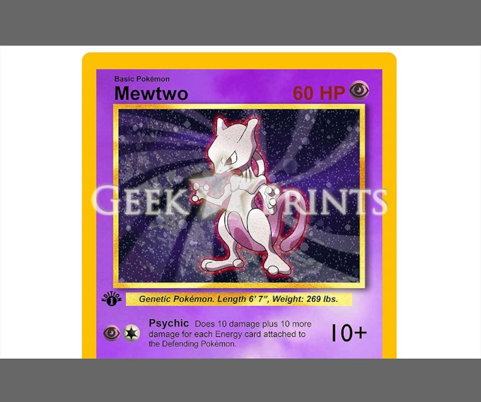 Pokemon Base Set 1 mewtwo Card A4 or A5 PRINT - Etsy
