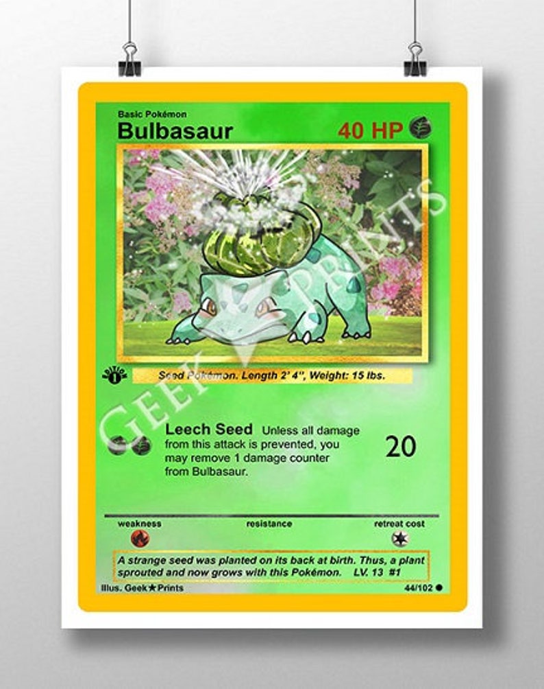 Pokemon Base Set 1 bulbasaur ivysaur venusaur Cards A4 - Etsy UK