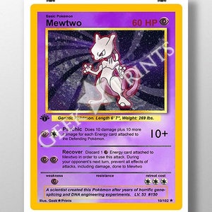 Pokemon Base Set 1 *mewtwo* Card A4 or A5 PRINT - Etsy
