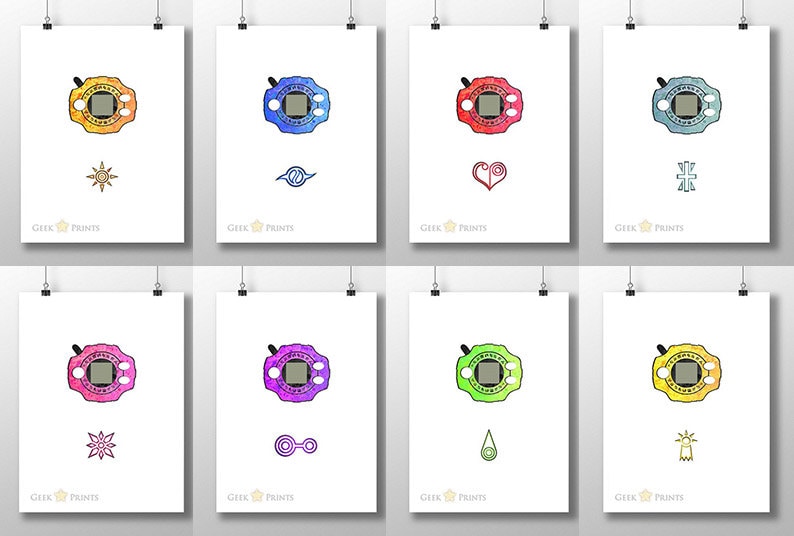 Digimon Adventure Digivice with Corresponding Crest Print | Etsy