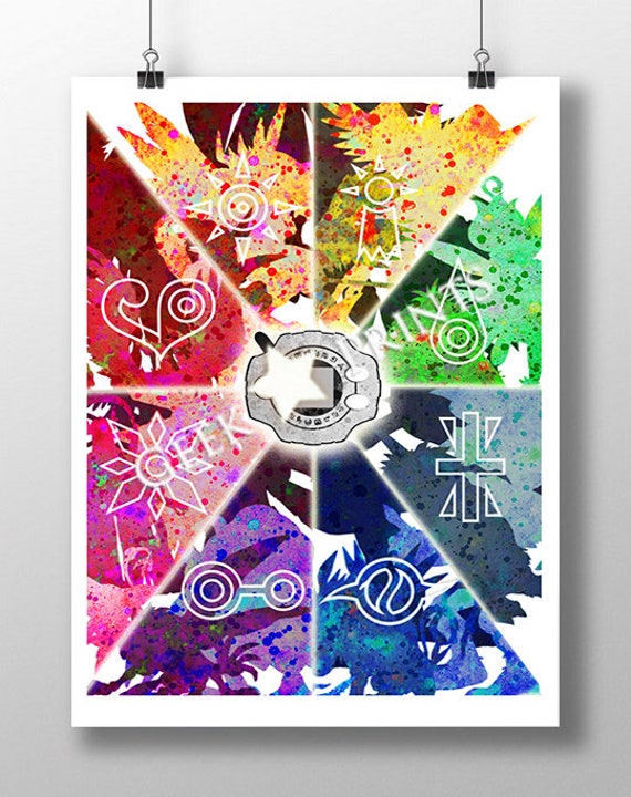 Digimon Adventure 20th Anniversary Digivolution Crests Print | Etsy