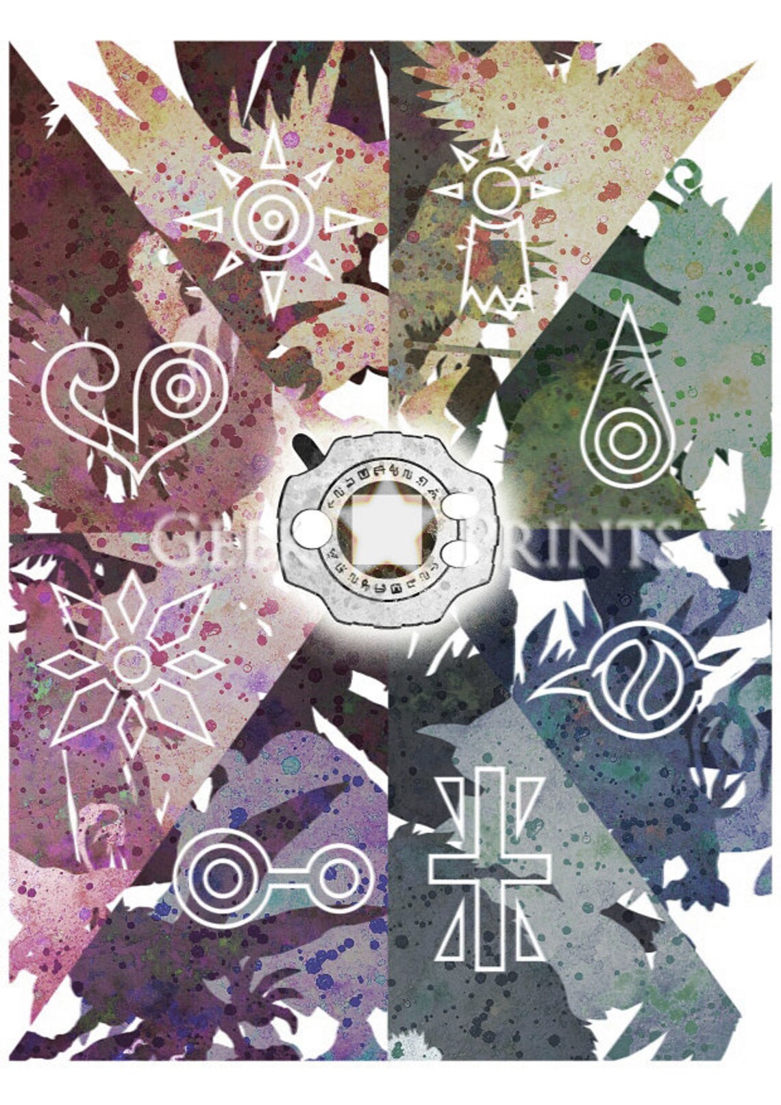 Digimon Adventure Digivice With Corresponding Crest Print Season 1 - Etsy