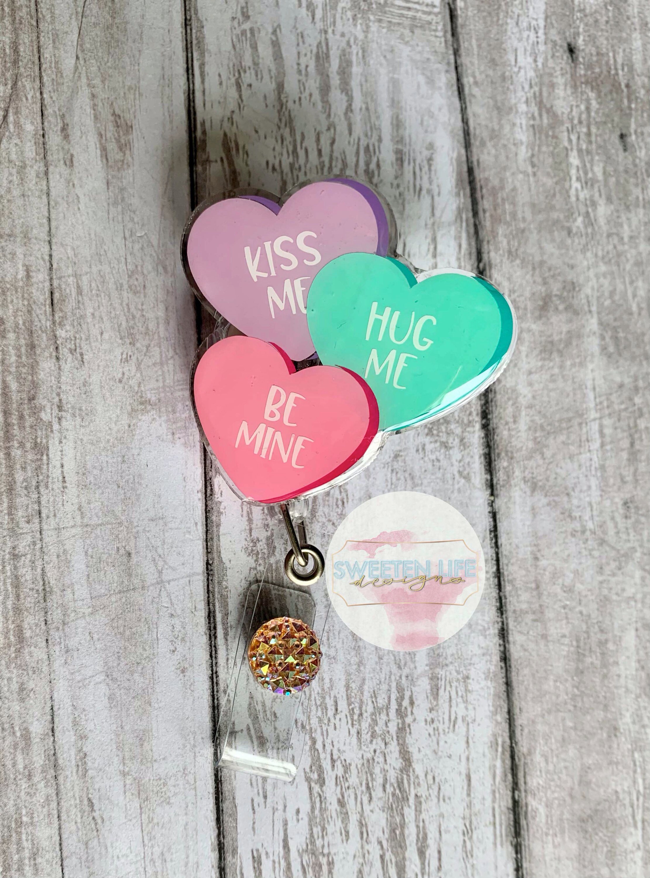Valentine Badge Reel Conversation Hearts Badge Reel - Etsy UK