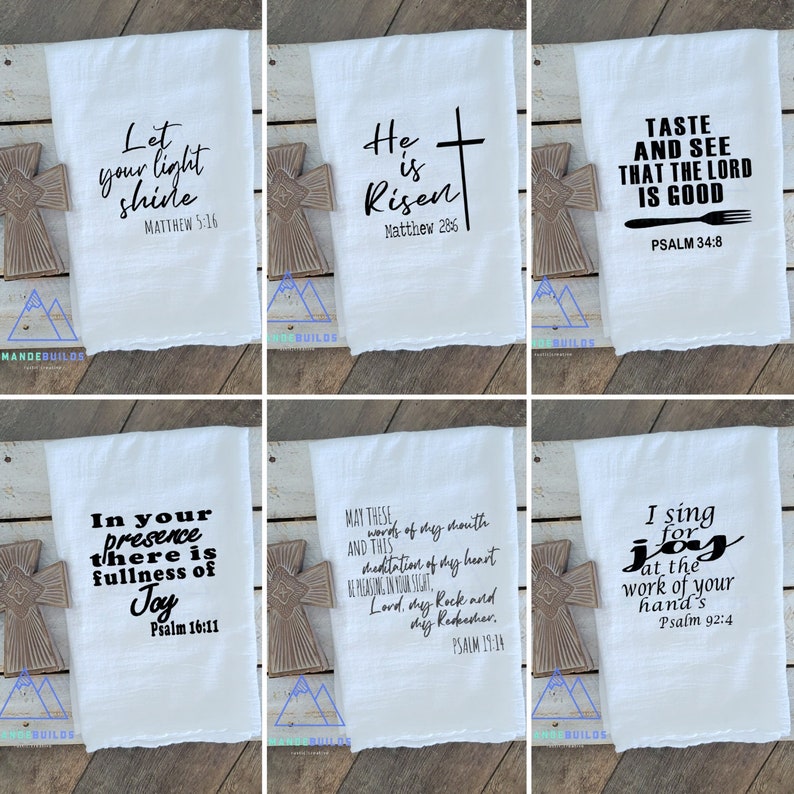 Scripture Tea Towels/ Handmade Kitchen Towels/ Rustic Chic Decor ...