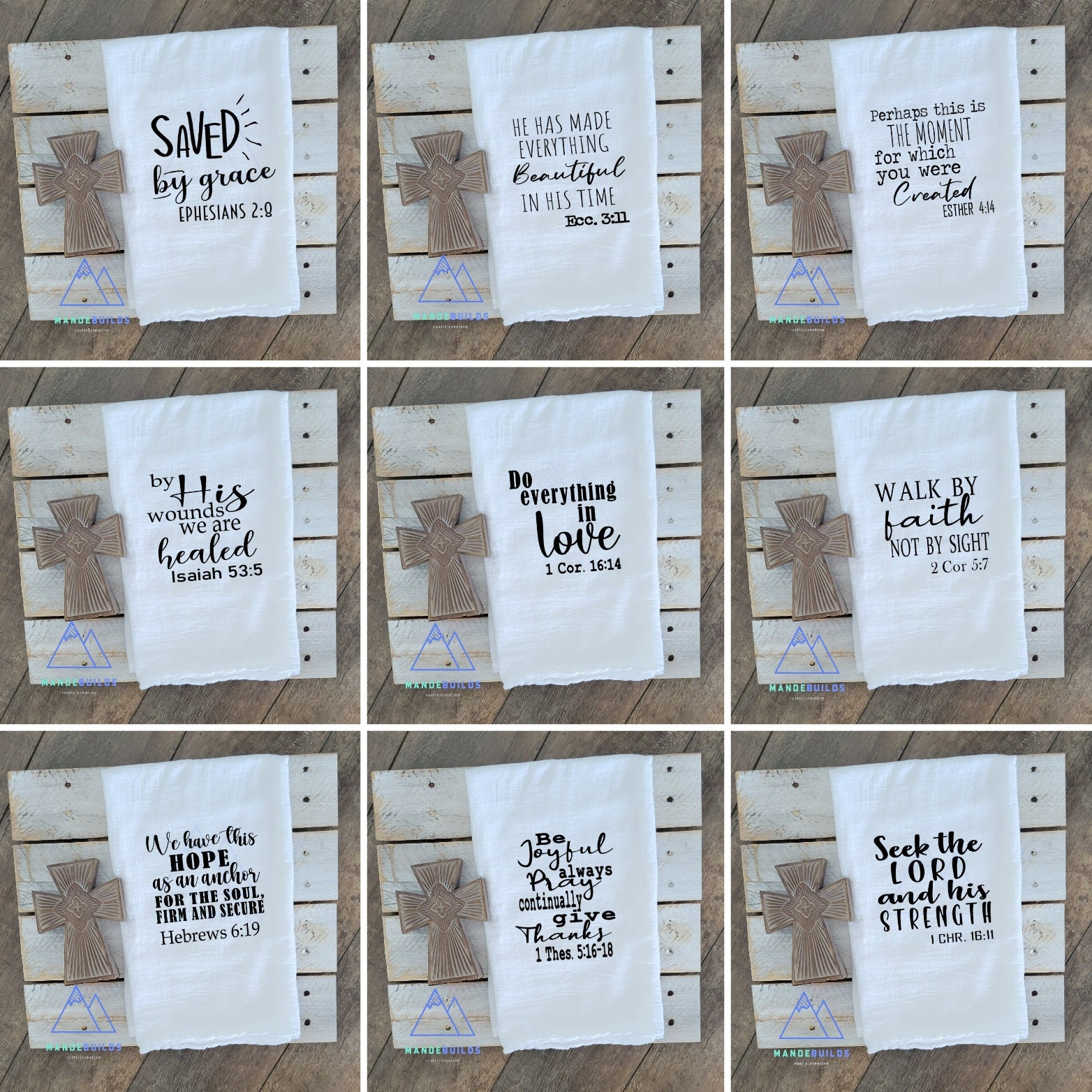 Scripture Tea Towels/ Handmade Kitchen Towels/ Rustic Chic Decor ...