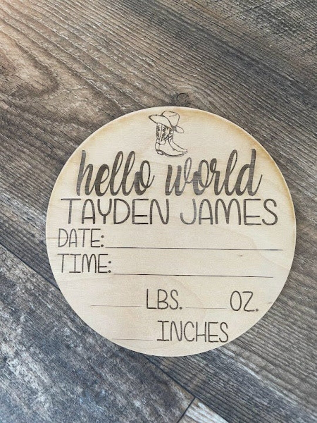 Cowboy Baby Announcement-wooden Name Reveal-personalized Birth Sign ...