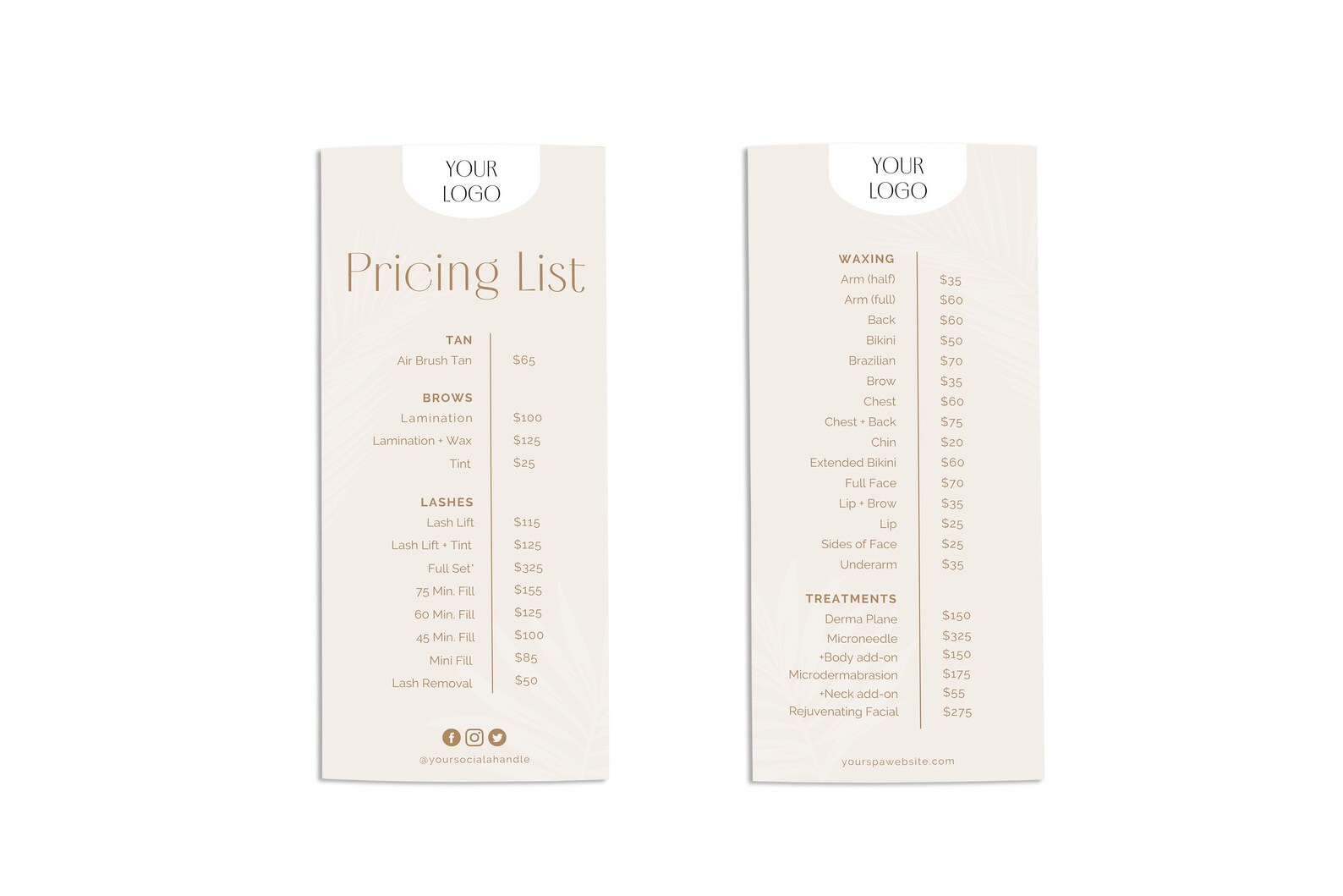 Editable Med Spa Brochure: Esthetician Pricing List (printable) - Etsy