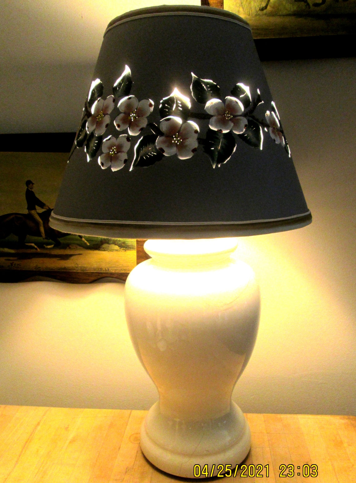 Cut&pierced Paper Lampshade: Round Clip-on, 6x12x9, Soft Blue/grey With ...