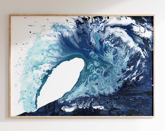 Ocean Wave Art, Surf Art, Beach Poster, Ocean Poster, Abstract Ocean ...