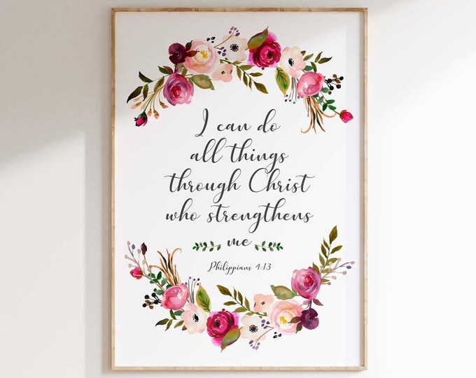 I Can Do All Things Scripture Wall Art, Philippians 4 13 Scripture Art ...