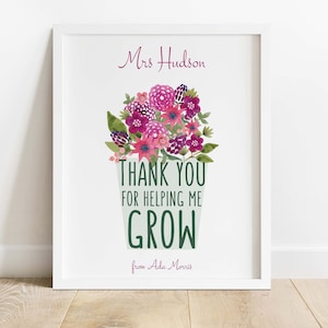 Thank You for Helping Me Grow Teacher Gifts Personalized Teacher Poster ...