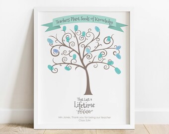 Teacher Gift Fingerprint Tree Classroom Gift Graduation - Etsy