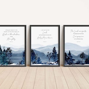 Bible Verse Mountain Forest Printable Scripture Set, Bible Quote 3 ...