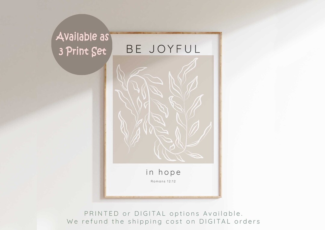 Be Joyful Modern Bible Verse Print, Romans 12 Minimal Scripture Neutral ...