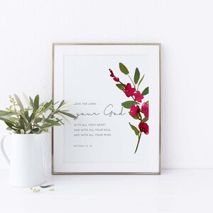 Love the Lord Your God Wall Art, Matthew 22 37 Print, Christian Gifts ...