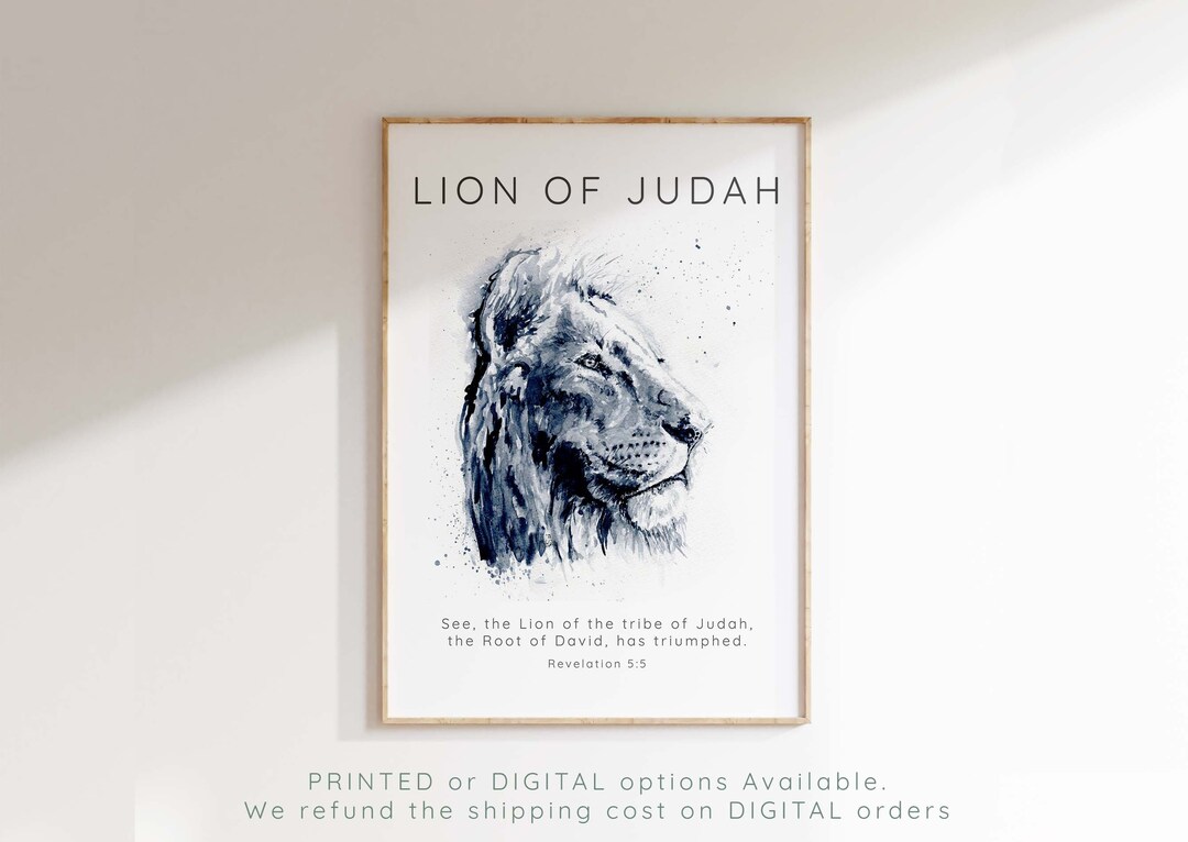 Lion of Judah Print, Modern Christian Watercolor Art, Black and White ...