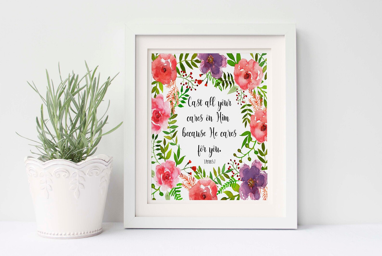 Cast All Your Cares on Him Because He Cares for You Print 1 | Etsy
