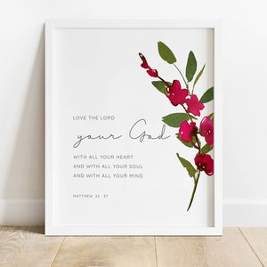 Love the Lord Your God Wall Art, Matthew 22 37 Print, Christian Gifts ...