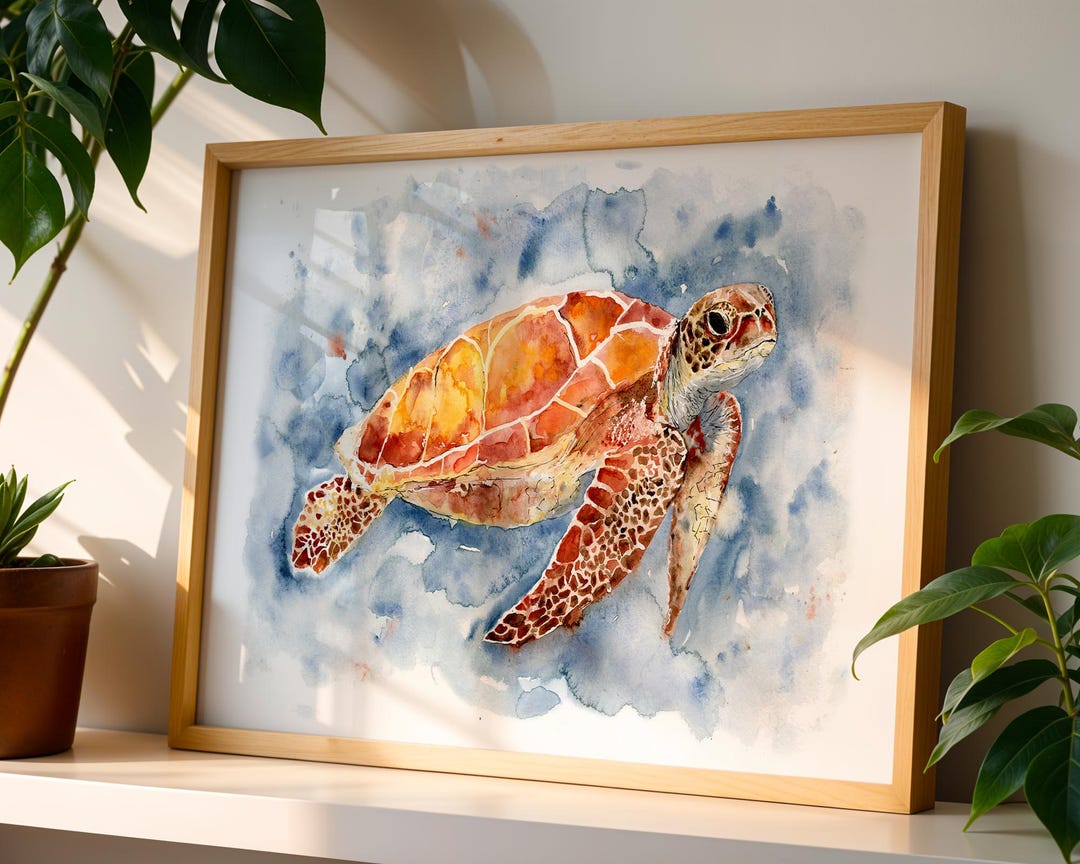Turtle Wall Art, Sea Turtle Gifts, Turtle Watercolor Ocean Print for ...