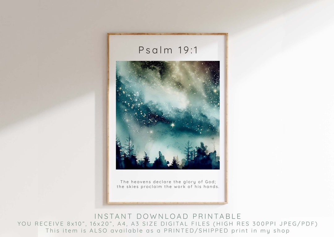 The Heavens Declare Printable, Psalm 19 1 Bible Verse Wall Art, Modern ...