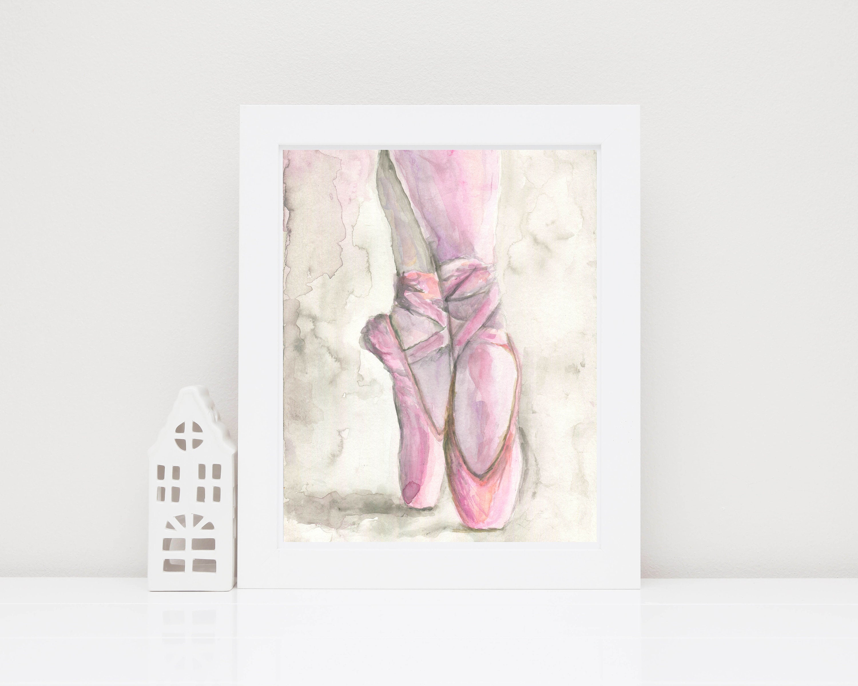 Pointe Shoe Art, Ballet Watercolor Art, Pointe Shoes Print, Ballet Watercolor Painting, Ballet ...