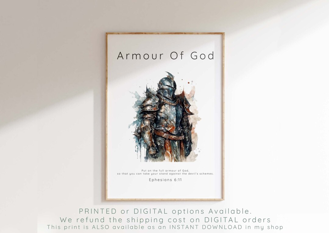 Armour of God Wall Art, Ephesians 6 Christian Warrior Print Full Armor ...